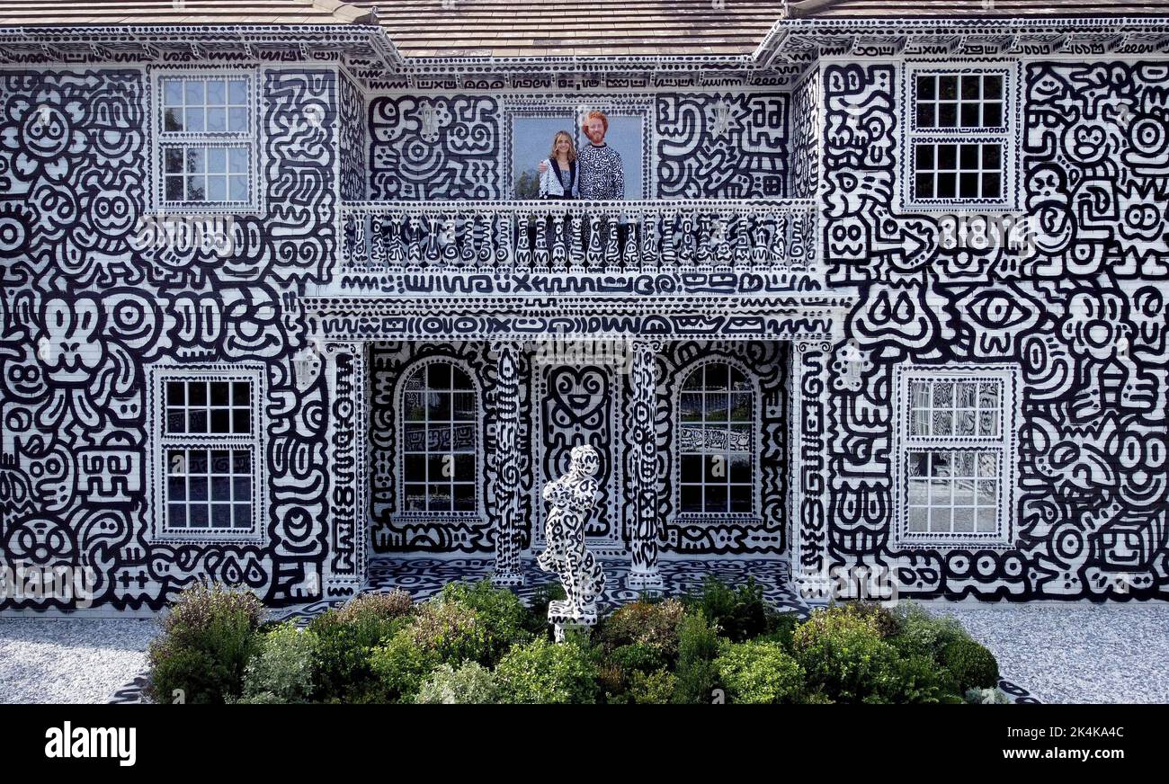 British artist Sam Cox, aka Mr Doodle, with his wife Alena, reveals the ...