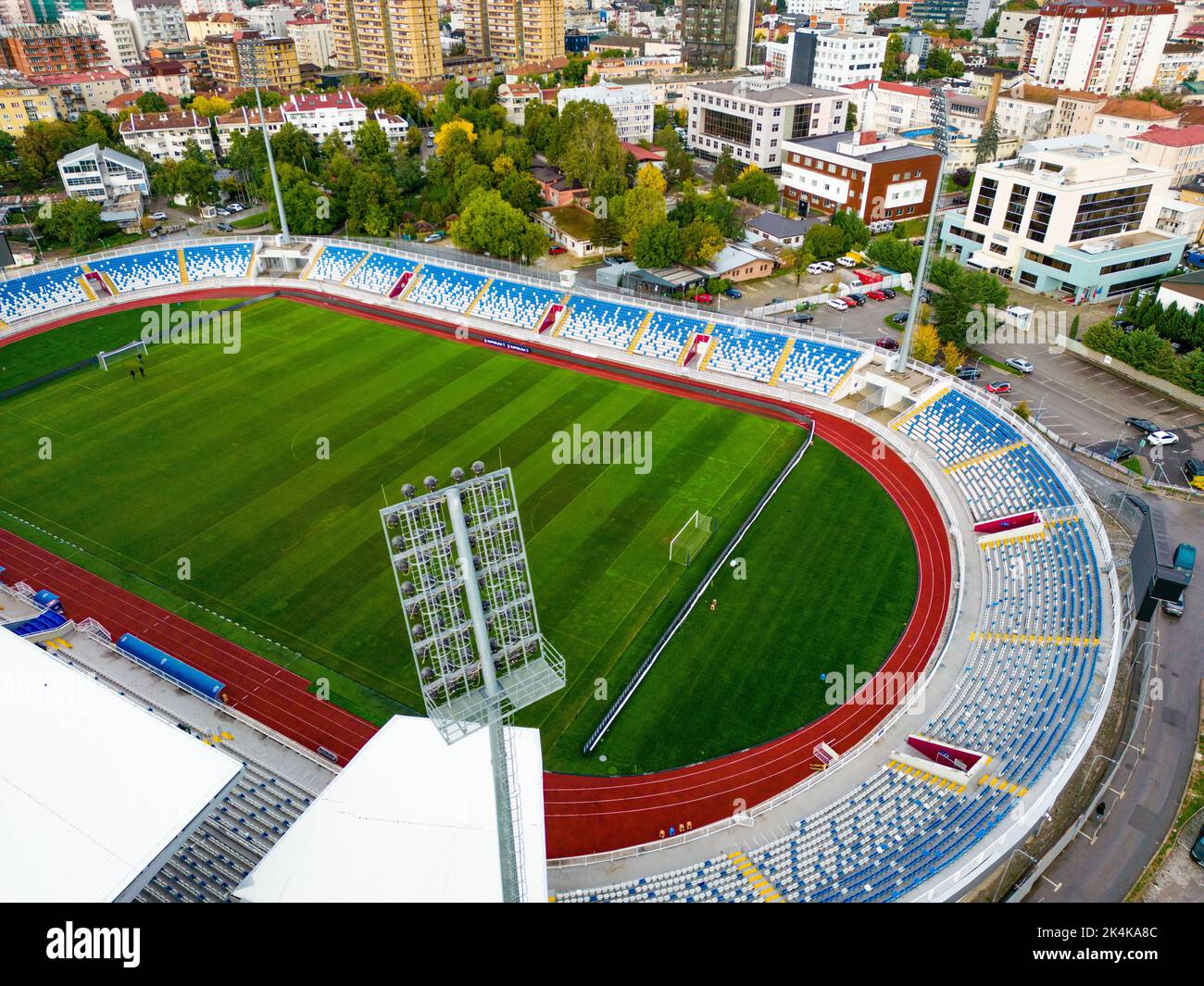 Fadil Vokrri Stadium. Pristina City Aerial View, Capital of Kosovo ...