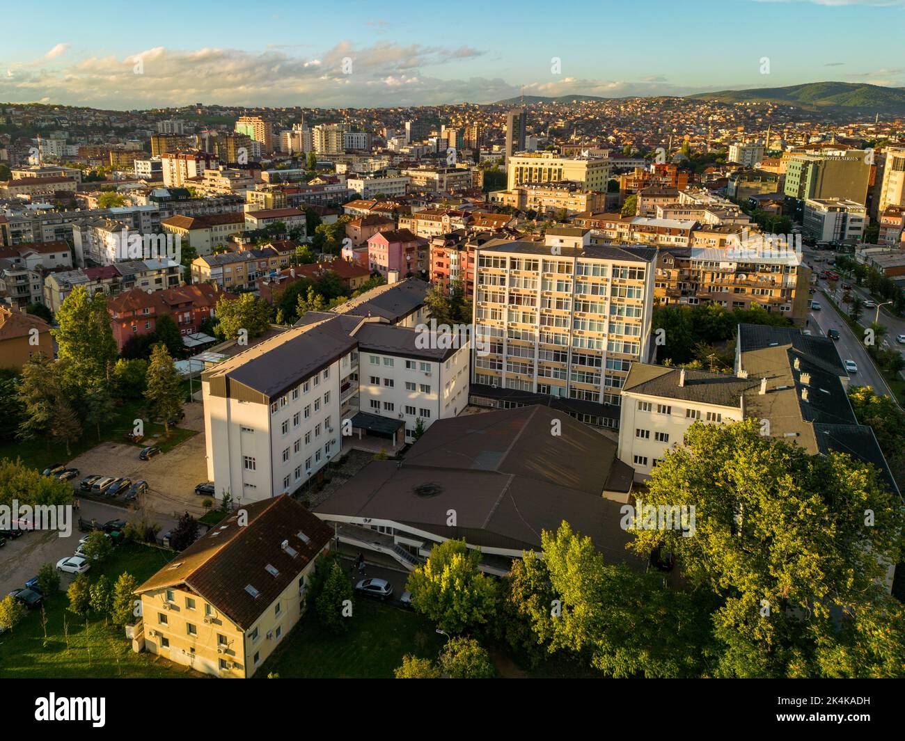 Pristina Modern City Center and Residential Buildings. Aerial View over ...