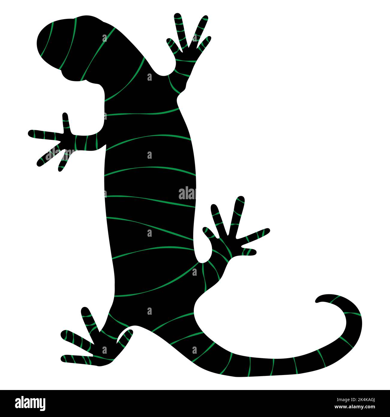 Lizard reptile gecko black and colour stripes silhouette vector ...