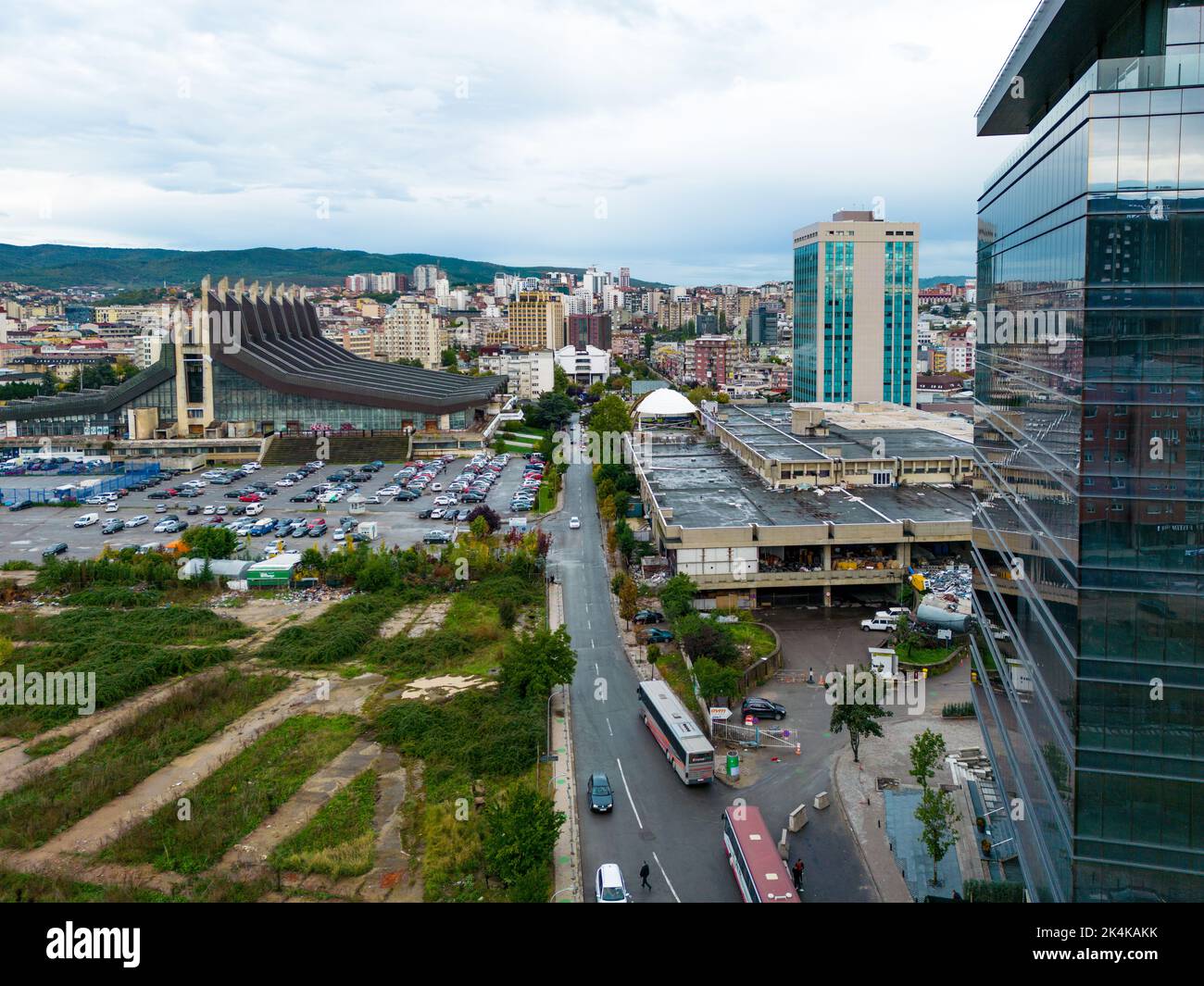 Pristina Modern City Center and Residential Buildings. Aerial View over ...