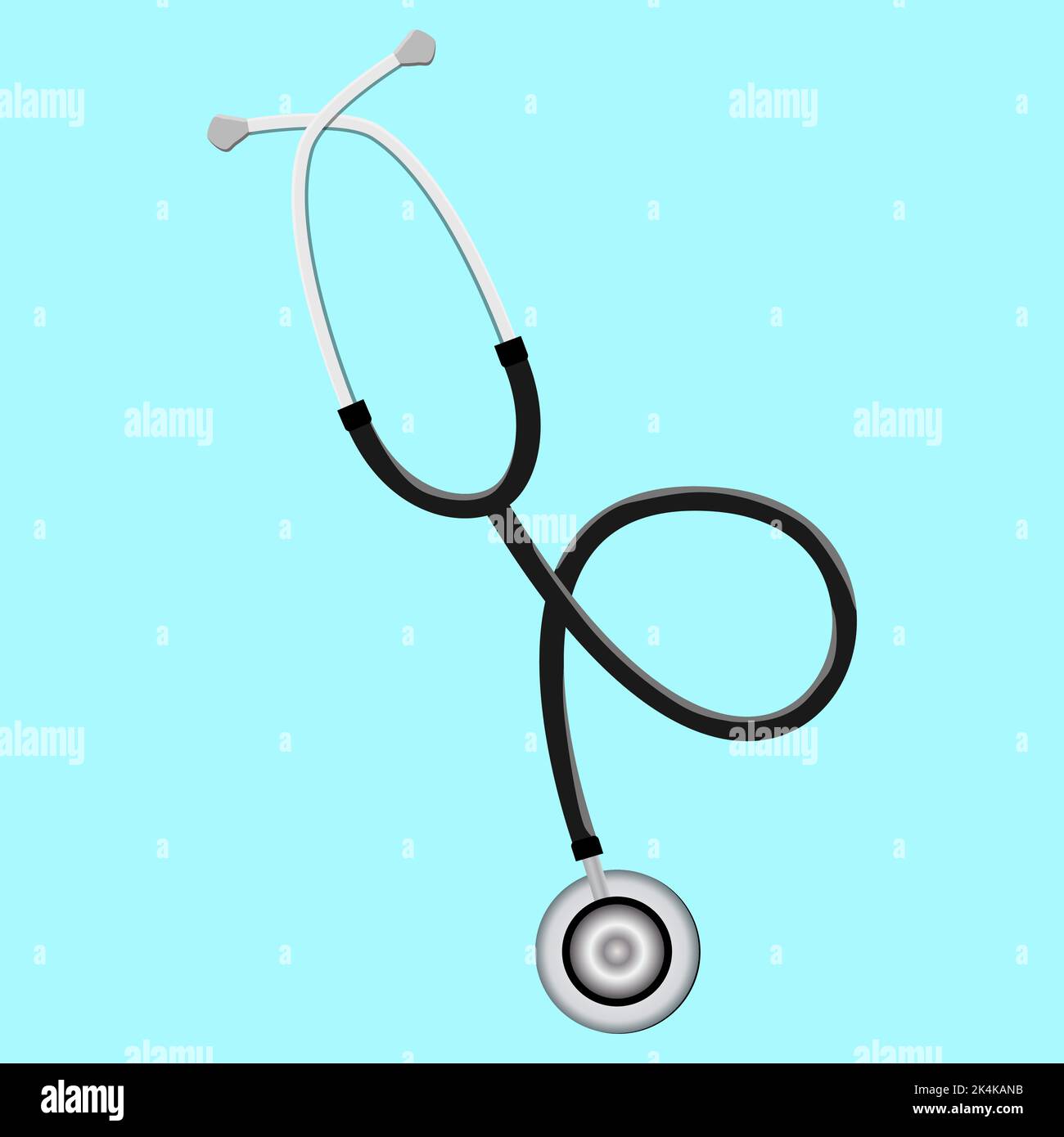 Cartoon stethoscope with shadows isolated on blue background. Vector ...