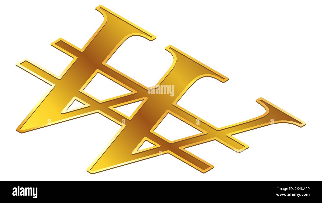 South Korean won KRW currency golden sign isometric top view isolated ...