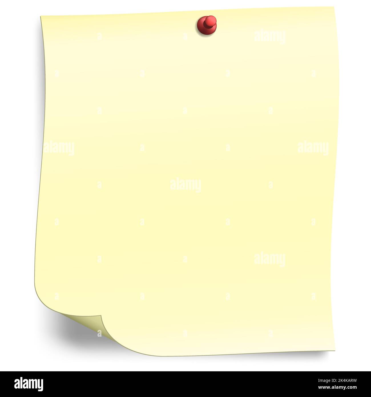 Paper sheet with pin on white background. Shadow under sticker. Vector ...