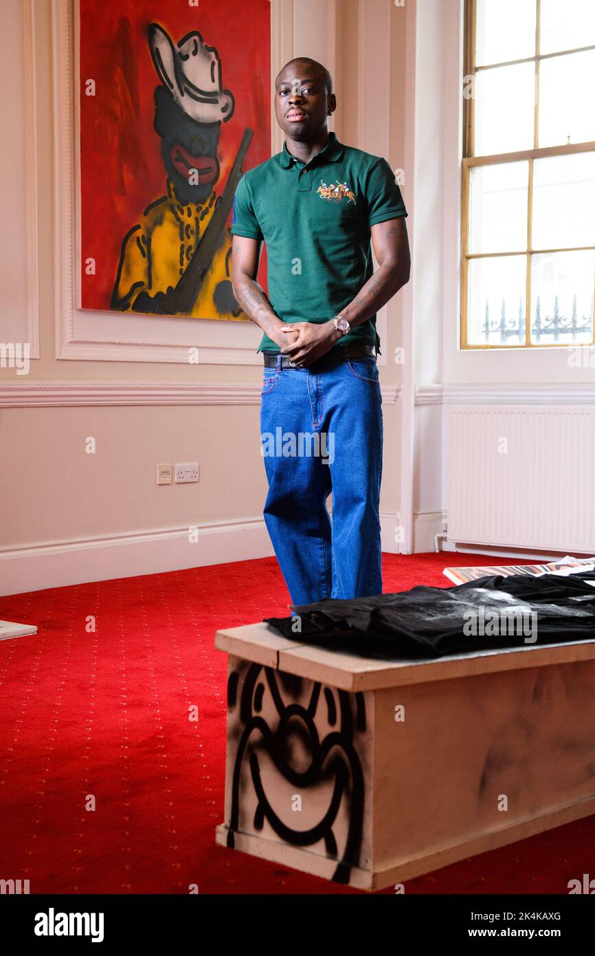 London, UK. 3 October 2022. Nigerian London-based artist Slawn pictured ...
