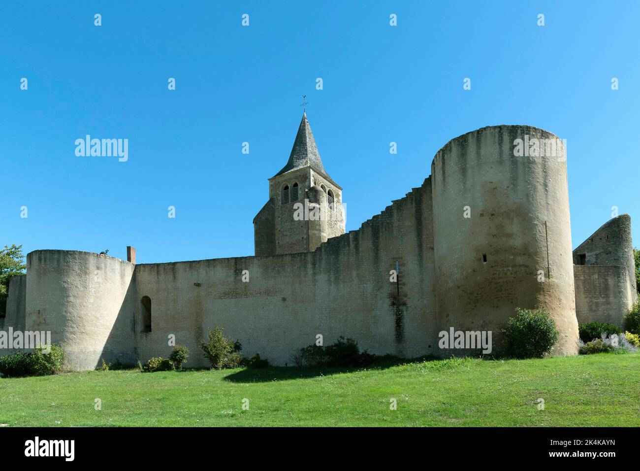 Land of Troncais, Ainay le Chateau. Remains of fortifications built in ...