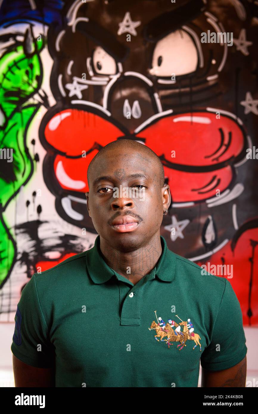 London, UK. 3 October 2022. Nigerian London-based artist Slawn pictured ...