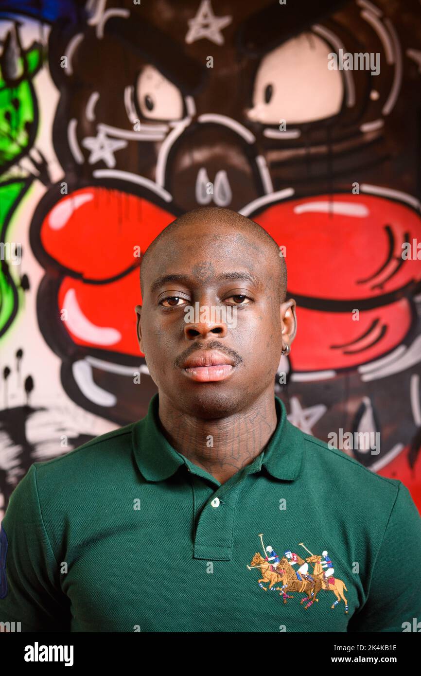 London, UK. 3 October 2022. Nigerian London-based artist Slawn pictured ...