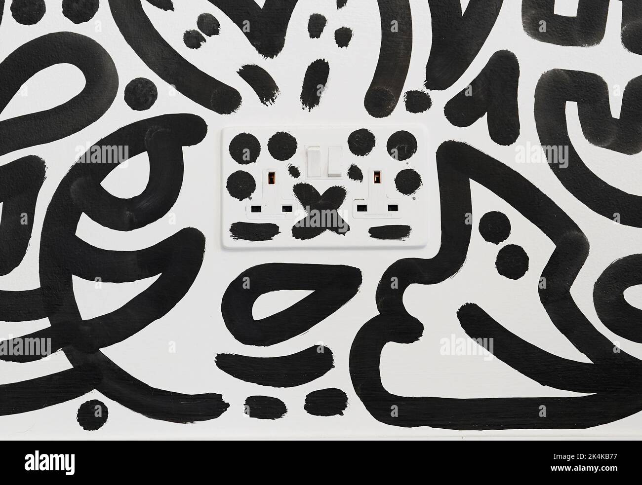 A view of a plug sockets inside British artists' Sam Cox, aka Mr Doodle ...