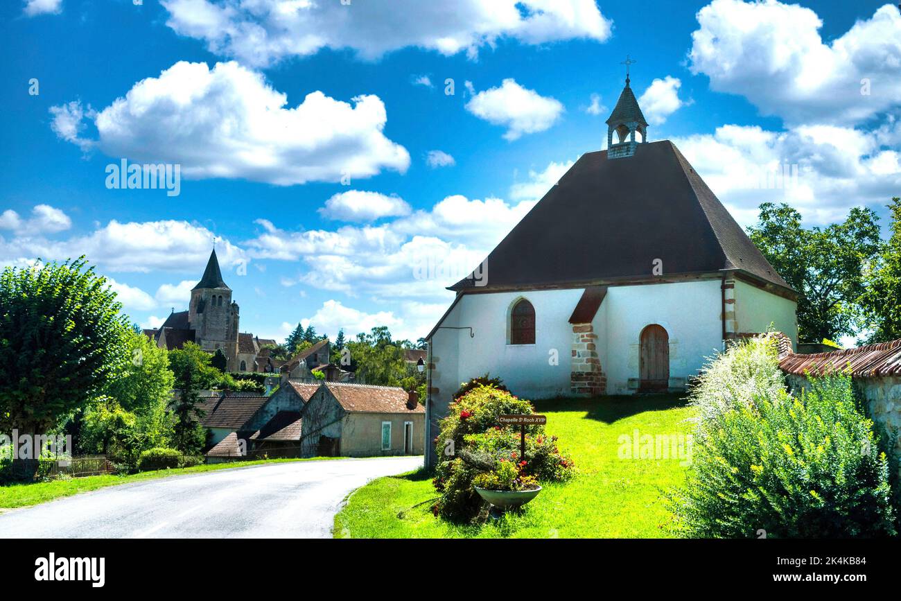 Land of Troncais. Ainay le Chateau. Saint Roch chapel built in the 15th ...