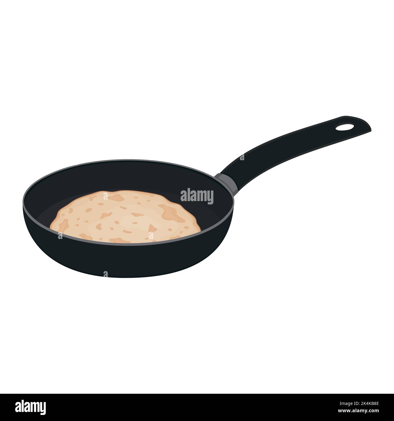 Stack of pancakes in a frying pan, color vector isolated cartoon-style ...