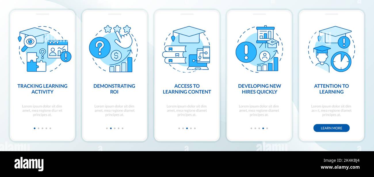 Problems with corporate training blue onboarding mobile app screen ...