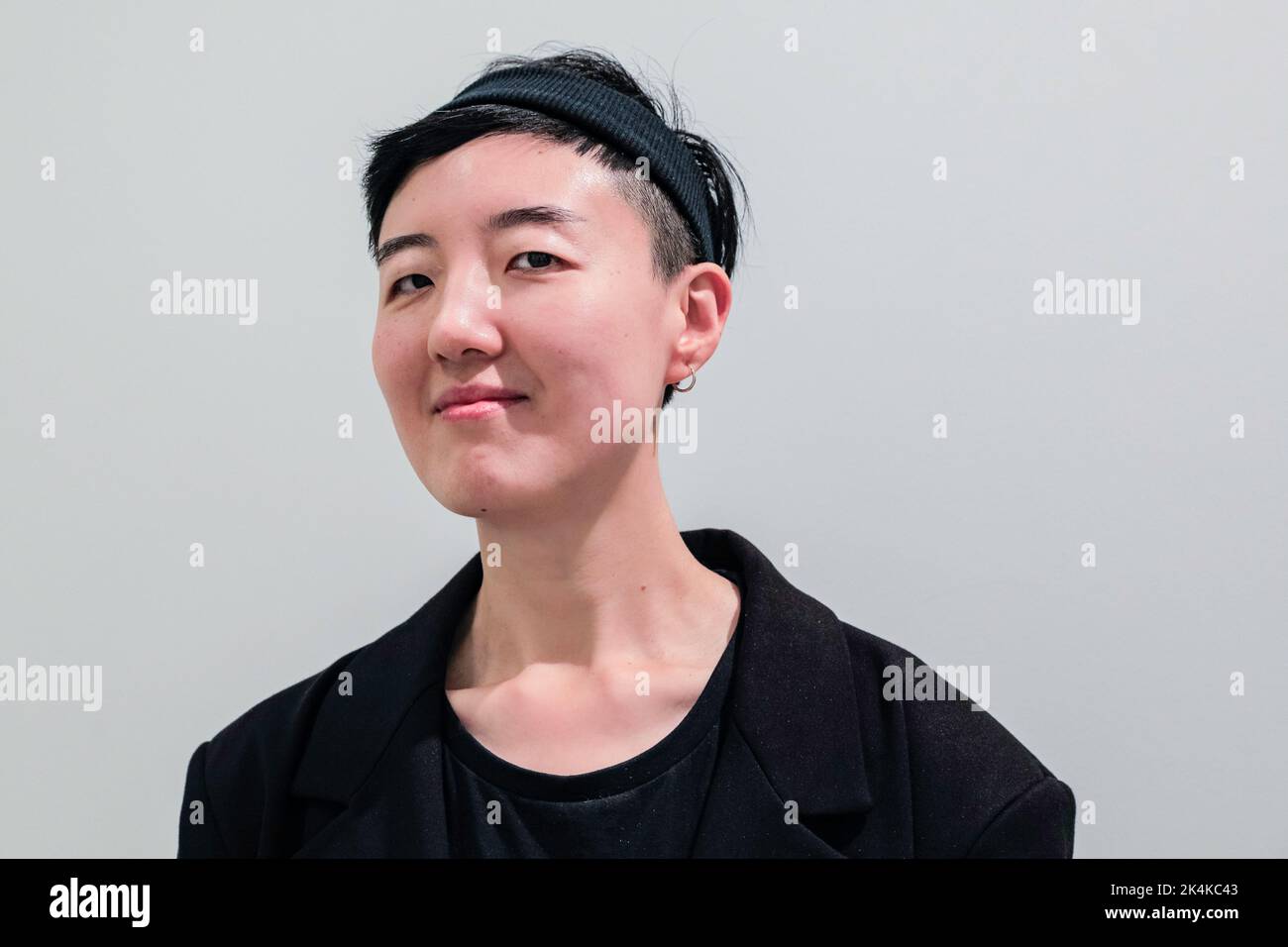 Zi Ling, artist and contemporary painter, close up portrait, interior ...