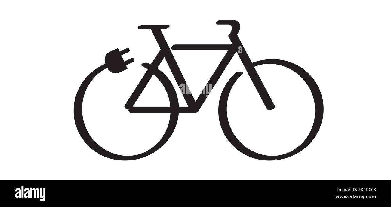 Cartoon eco electric bicycle, cycling, e-bike charge sign. Electric ...