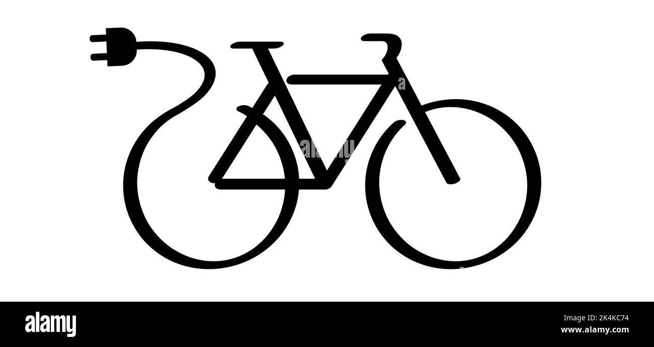 Cartoon eco electric bicycle, cycling, e-bike charge sign. Electric ...