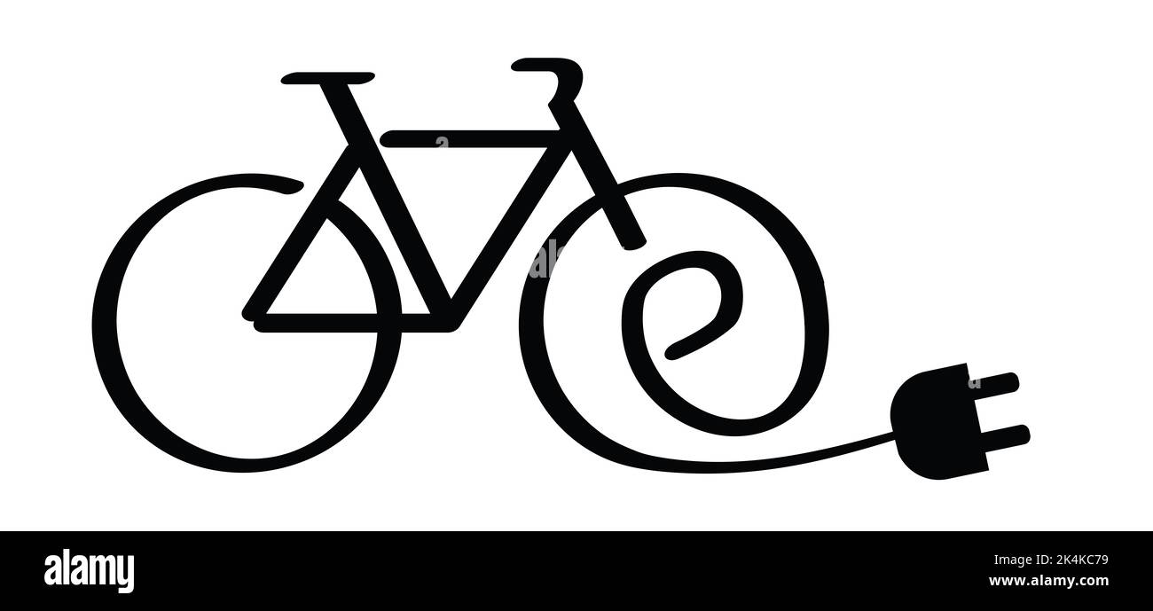 Cartoon eco electric bicycle, cycling, e-bike charge sign. Electric ...