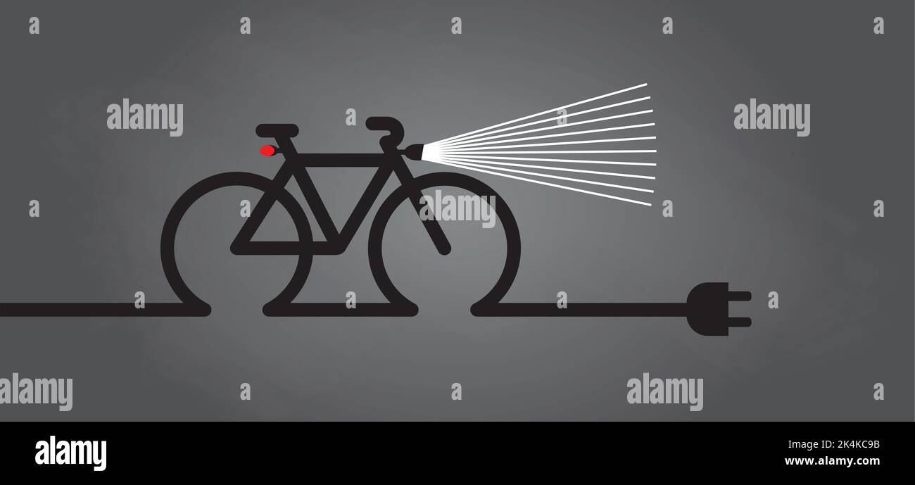 Cycling in the dark, with bicycle lights. World Bicycle day. Eco ...