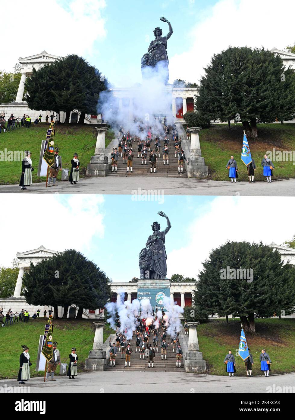 Munich, Germany. 03rd Oct, 2022. Image combo: Boeller gunners stand on ...
