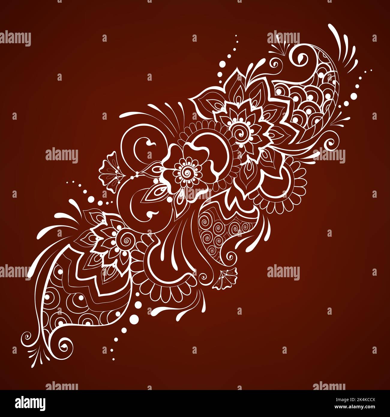 Diagonal mehndi garland. Romantic Indian henna style paisley flo Stock ...