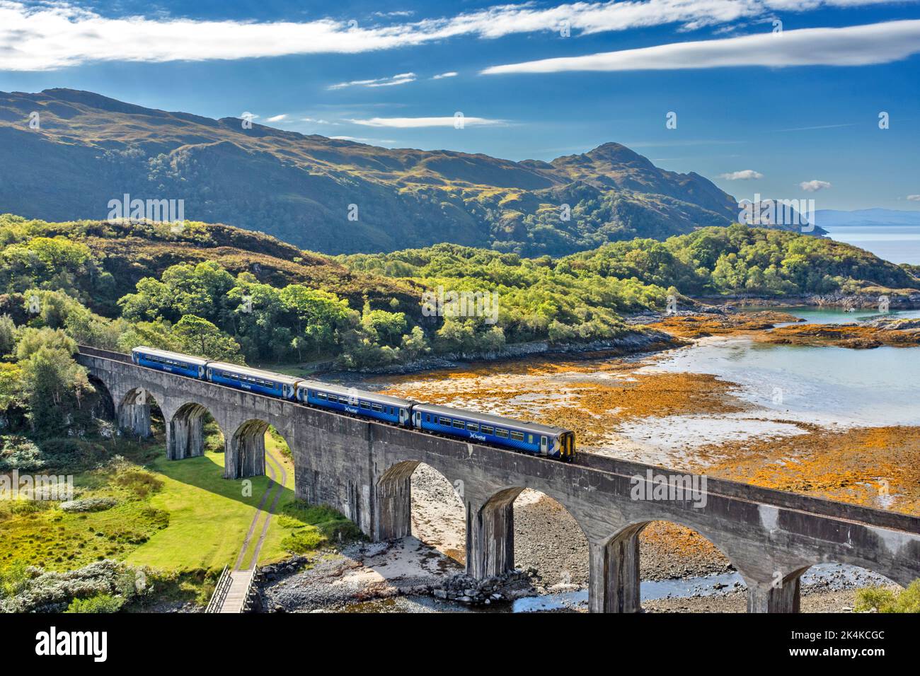 SCOTRAIL TRAIN PASSING OVER THE EIGHT ARCH NAN UAMH VIADUCT ON THE WEST ...