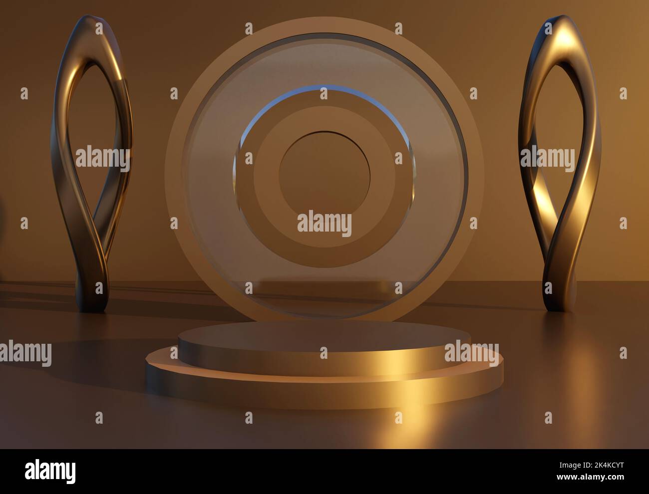 Elegant podium with abstract art objects. Stand to show products. Stage ...