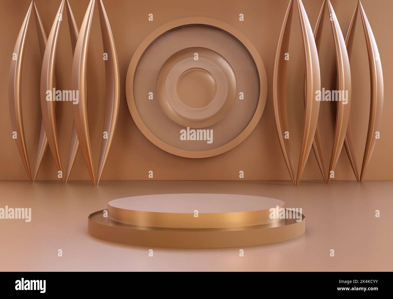 Elegant podium with abstract art objects. Stand to show products. Stage ...