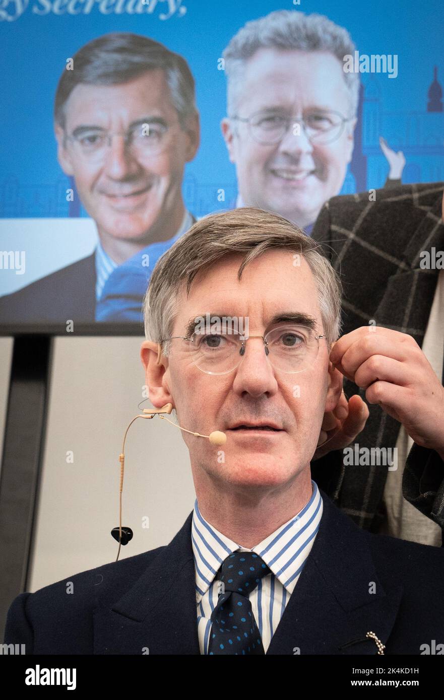 Jacob Rees-Mogg attends a fringe meeting hosted by The Daily Telegraph ...