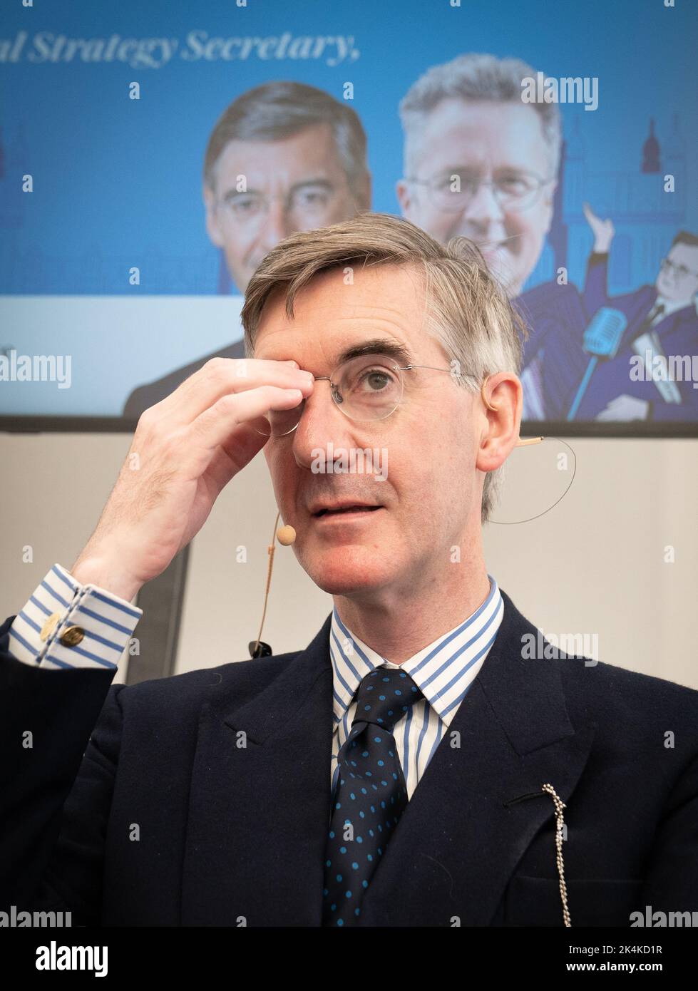 Jacob Rees-Mogg attends a fringe meeting hosted by The Daily Telegraph ...