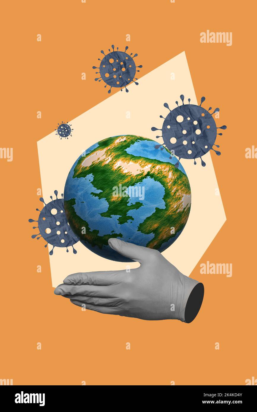 Creative poster collage of planet earth global pandemic surrounded ...