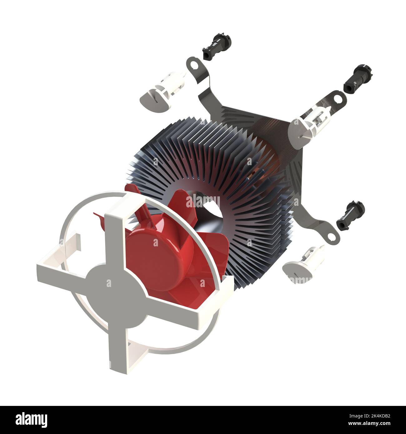 CPU cooler assembly 3D illustration isolated on white background Stock ...