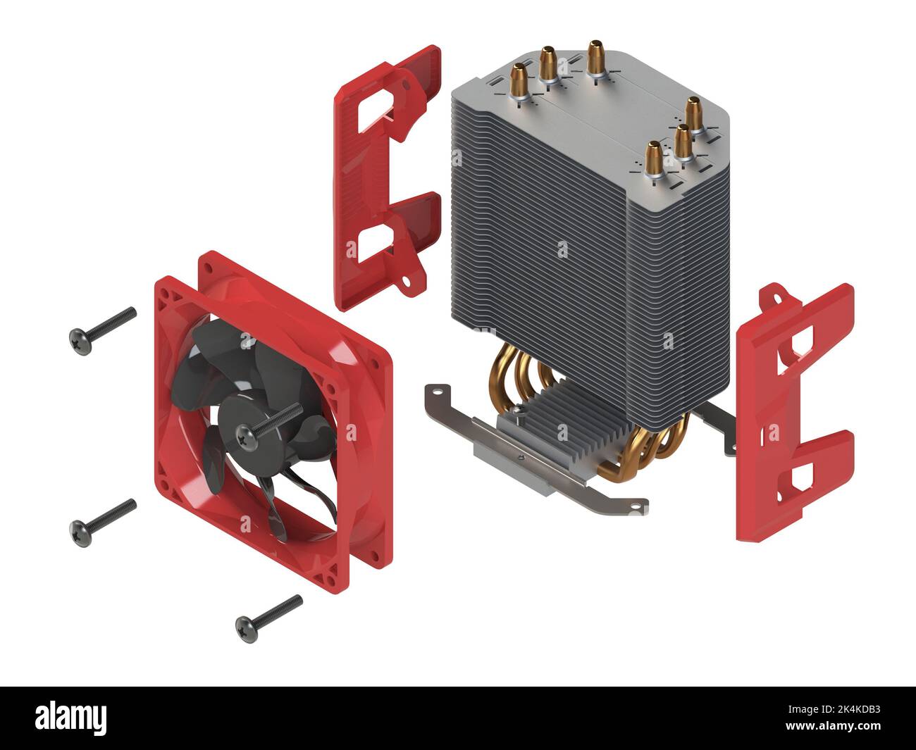 CPU cooler assembly 3D illustration isolated on white background Stock ...