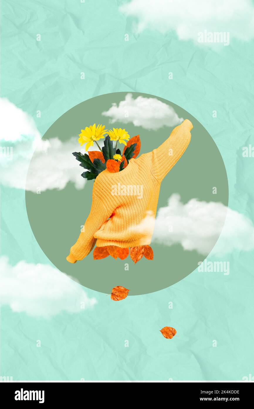 Banner image collage of transparent person flying have no body flower ...