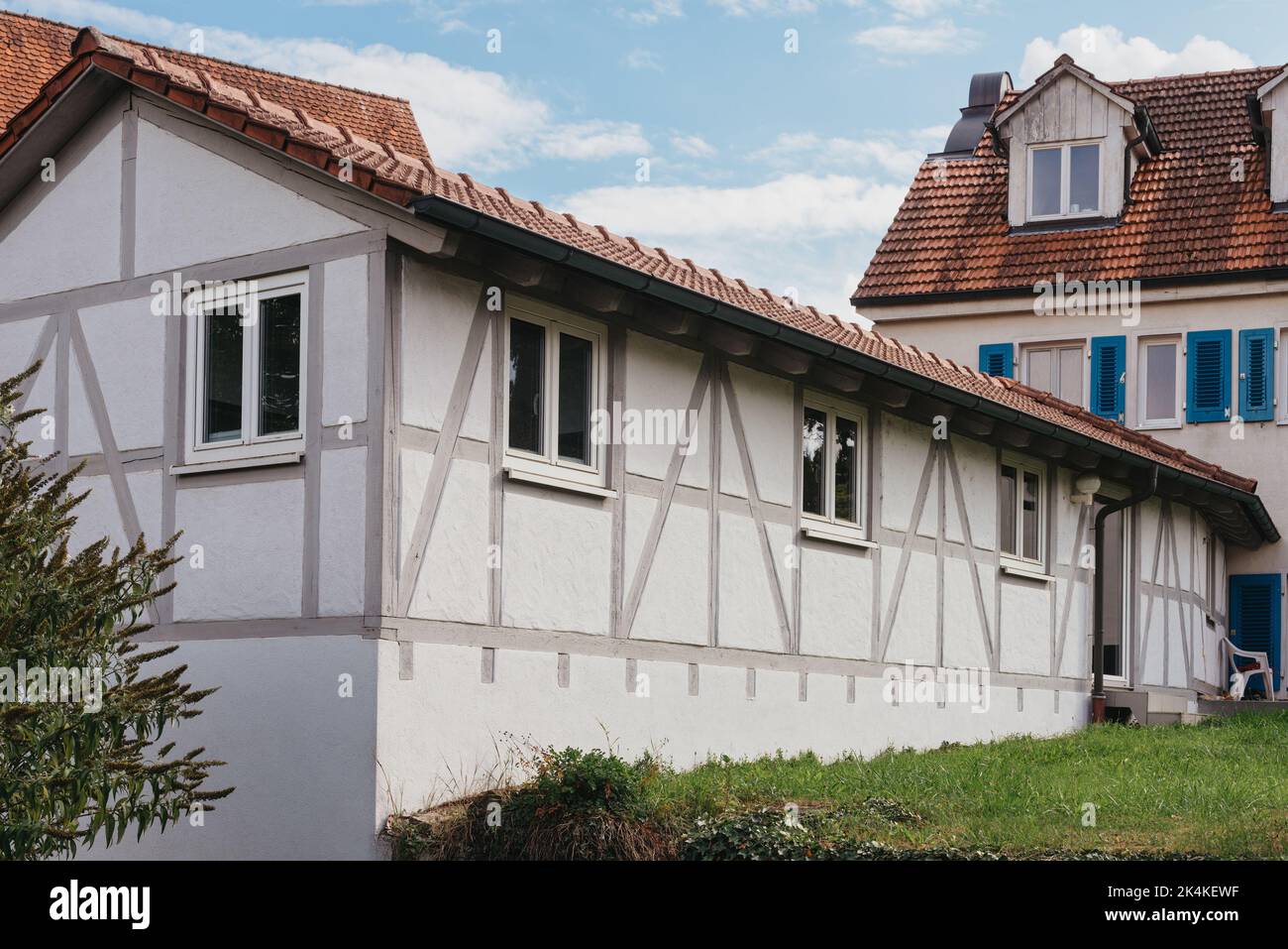Traditional small house with beautiful outdoor decor facade in Germany ...