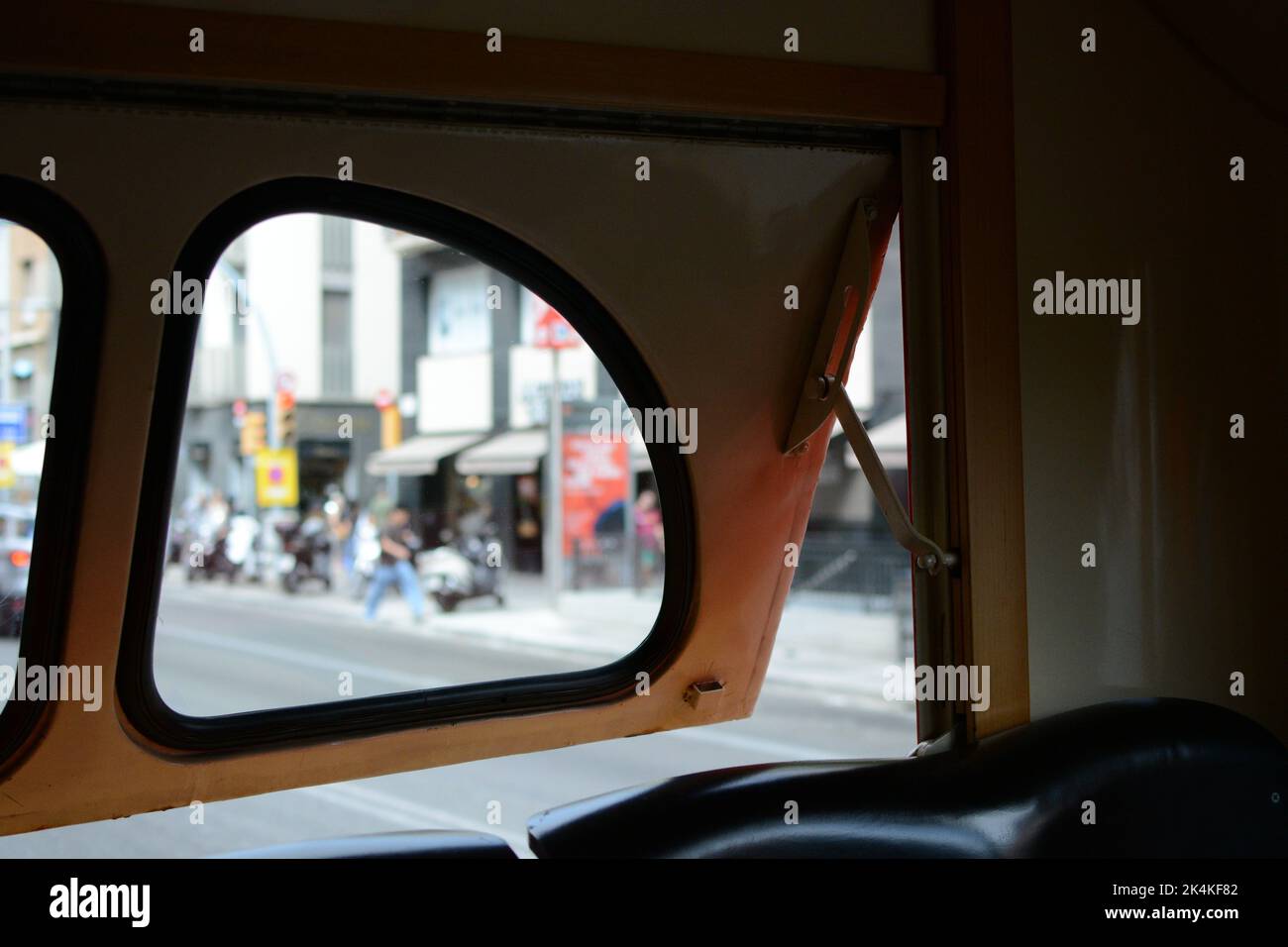 A half-open window of an old bus Stock Photo - Alamy