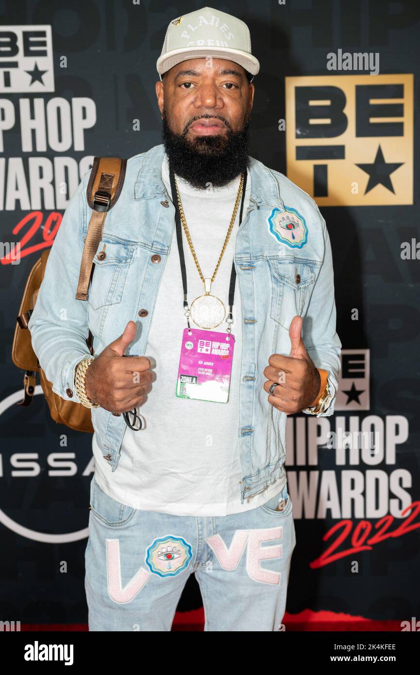 Ed Lover attends the 2022 BET Hip Hop Awards at Cobb Energy Performing ...