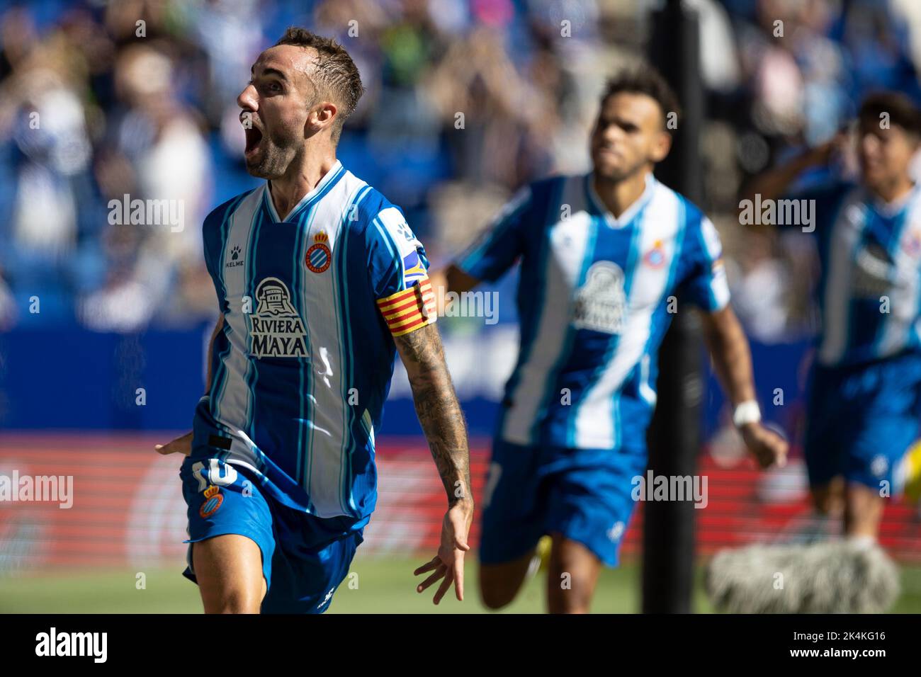 Sergi Darder of RCD Espanyol celebrate a goal during the Liga match ...