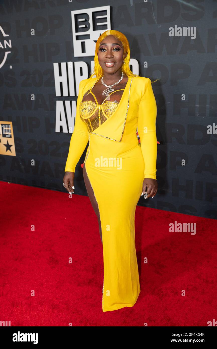 Spice attends the 2022 BET Hip Hop Awards at Cobb Energy Performing ...