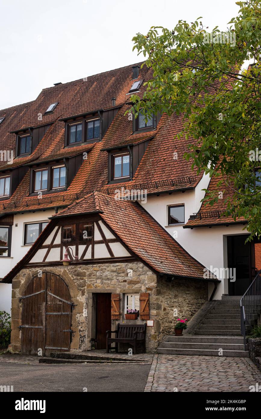 Traditional small house with beautiful outdoor decor facade in Germany ...