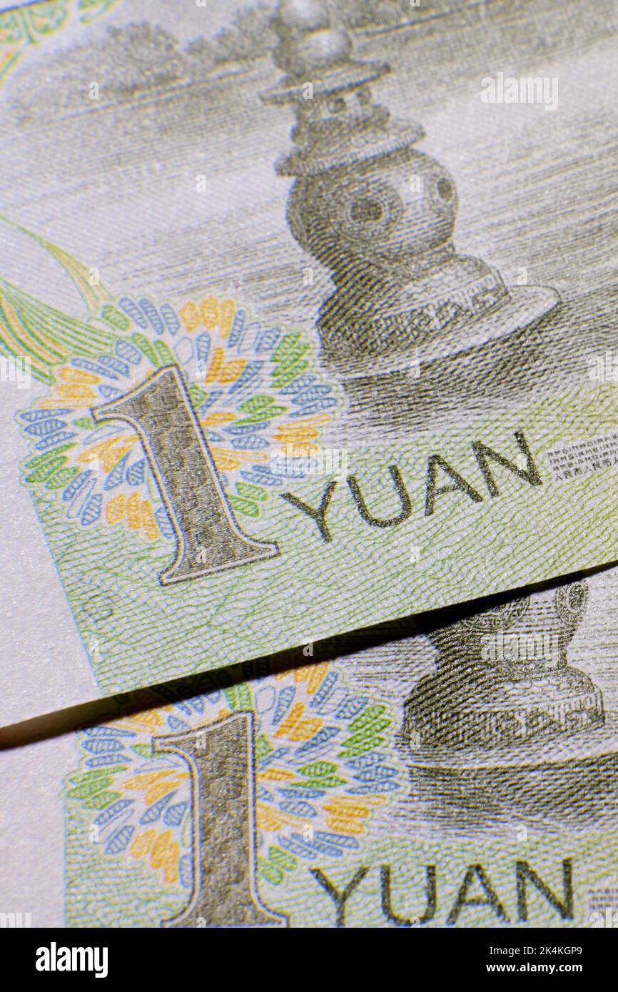 Chinese 1 yuan money, banknotes close-up. One Yuan from China Stock ...