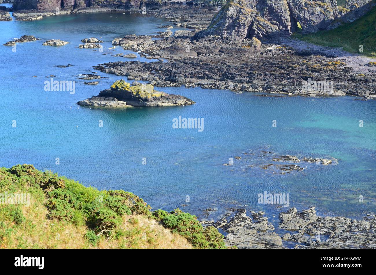 Sea cliffs along the coastal path for Dunottar Castle, Stonehaven ...
