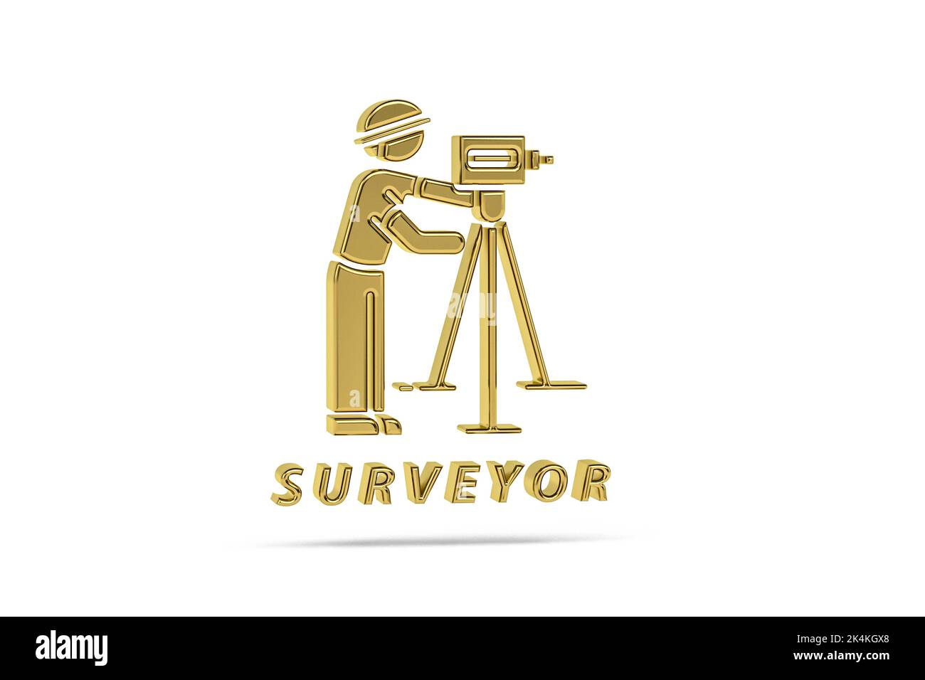 Golden 3d surveyor icon isolated on white background - 3D render Stock ...