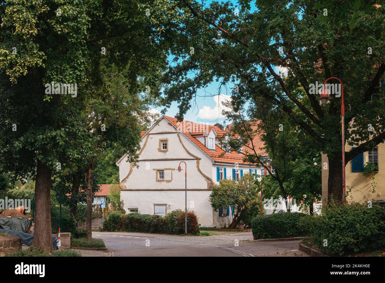 Traditional small house with beautiful outdoor decor facade in Germany ...