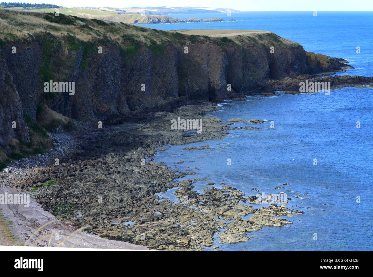 Sea cliffs along the coastal path for Dunottar Castle, Stonehaven ...