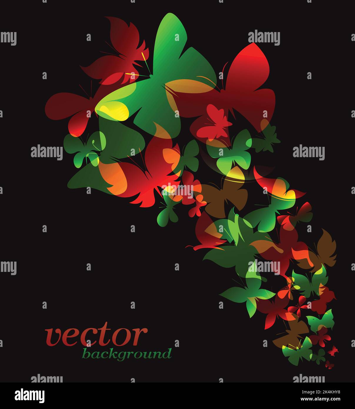 Butterfly design on black background. Easy editable layered vector ...