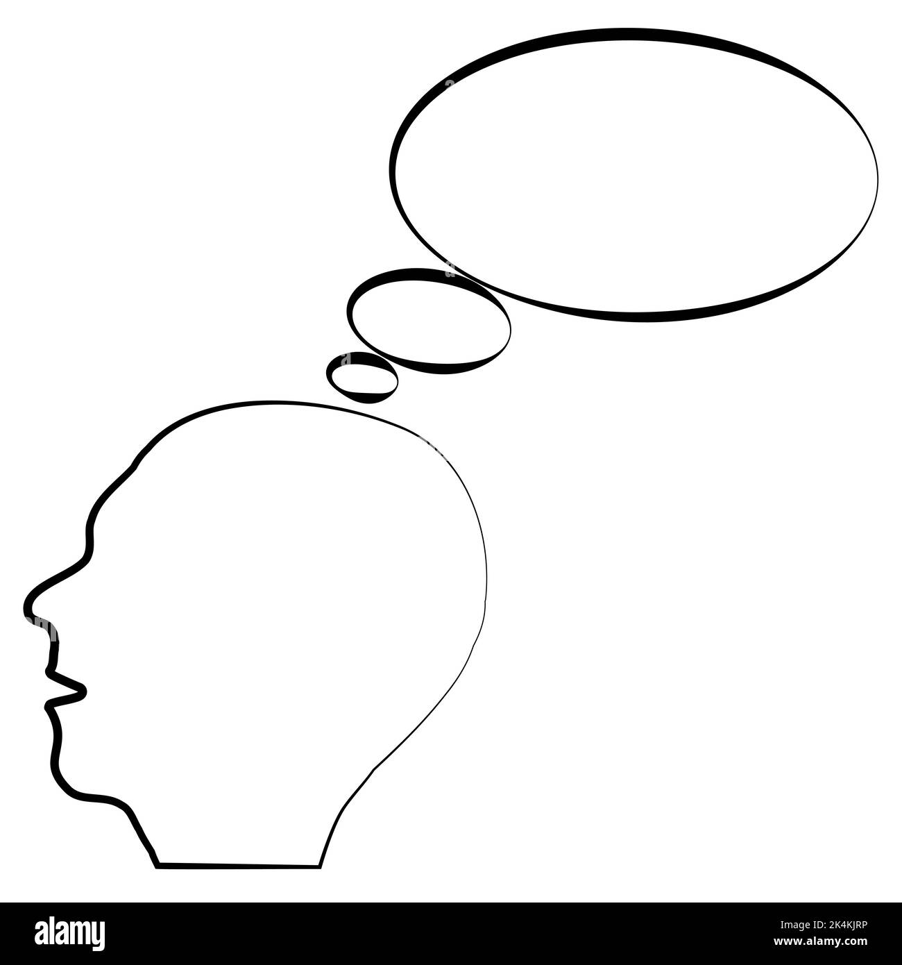 Contour of human head with empty speech bubble from brain isolated on ...