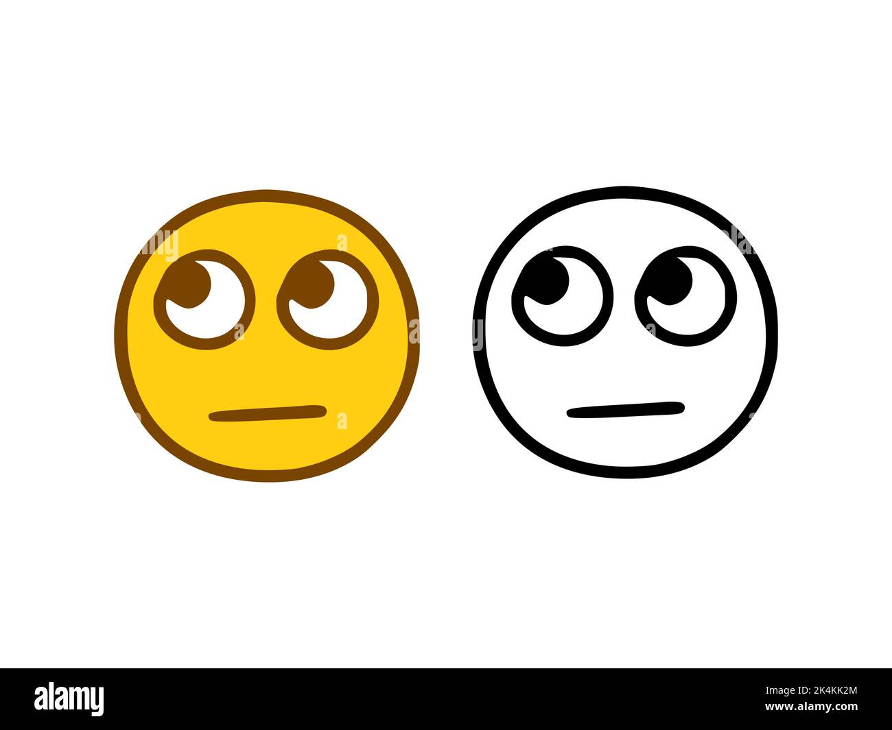 Upset face emoticon in doodle style isolated on white background Stock ...