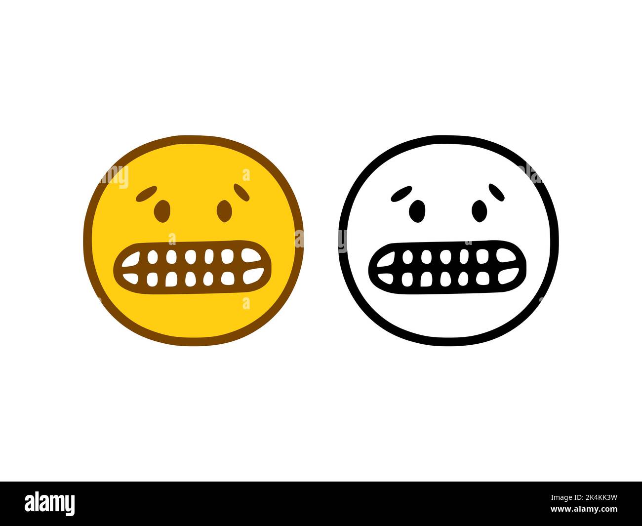 Emoticon showing teeth in doodle style isolated on white background ...