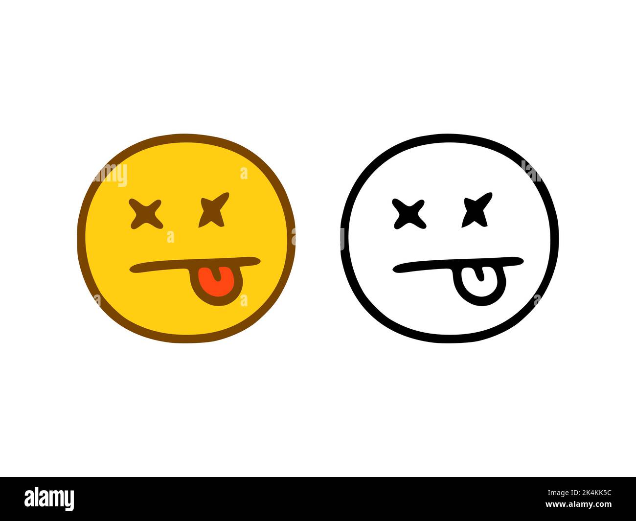 Kill face emoticon in doodle style isolated on white background Stock ...