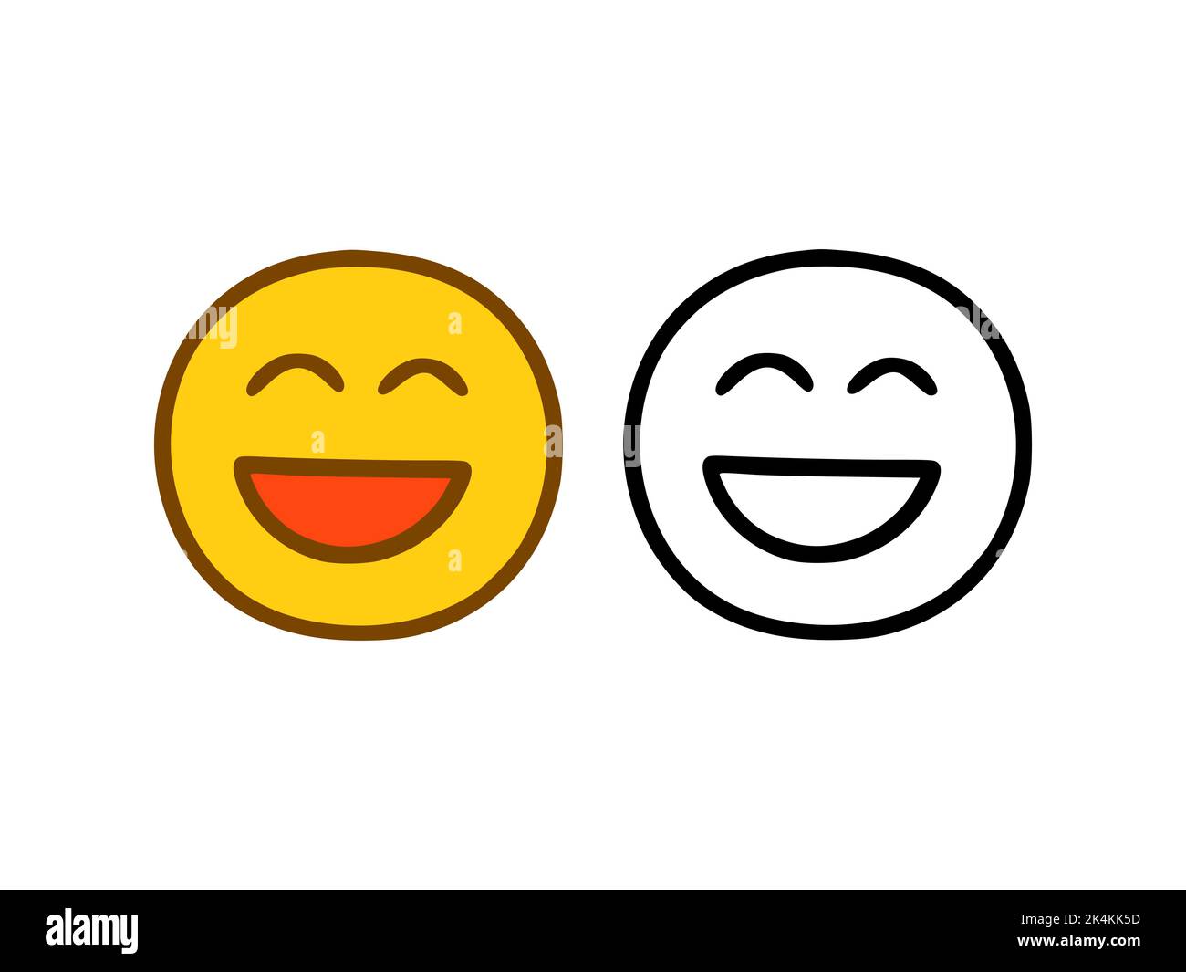 Happy face emoticon in doodle style isolated on white background Stock ...