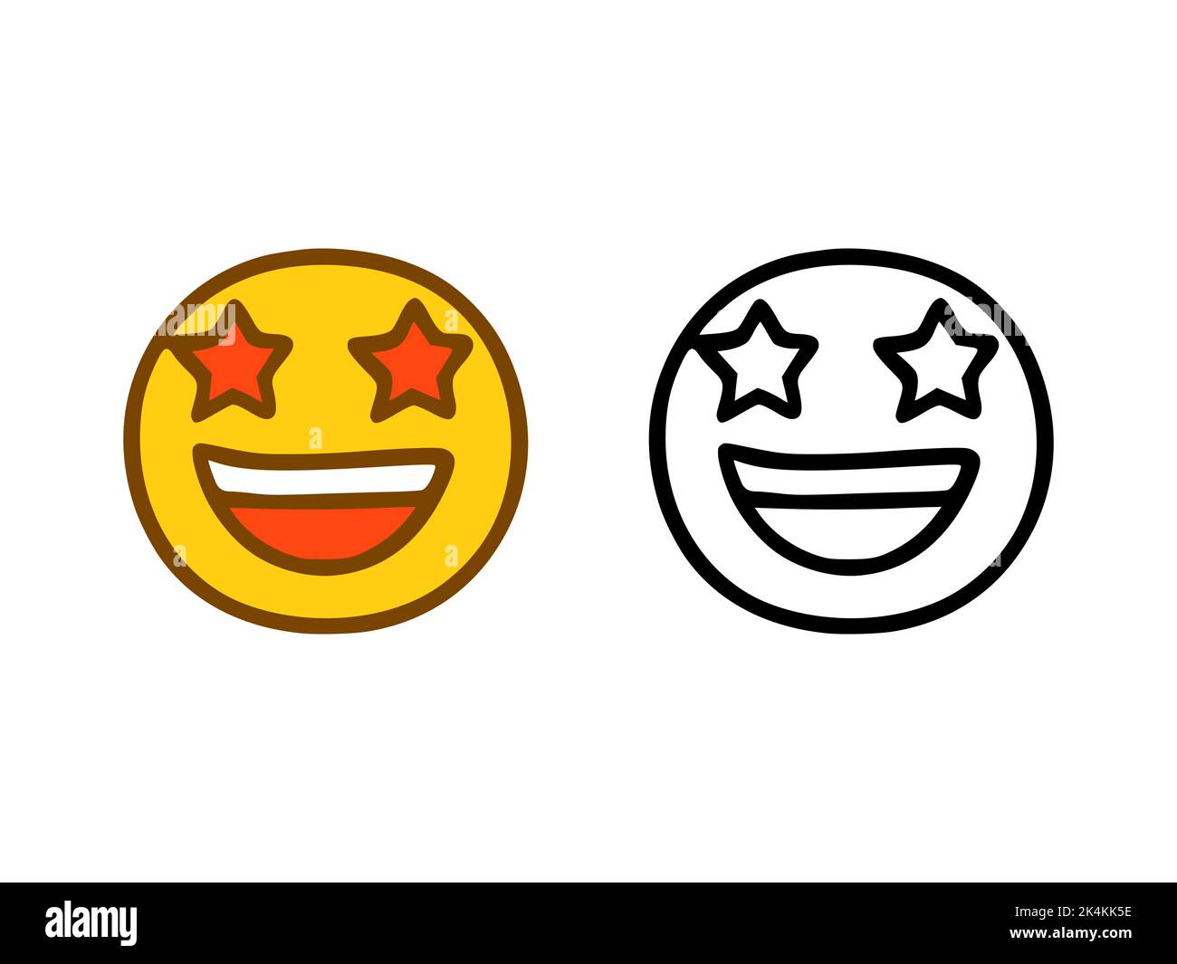 Star Struck emoticon in doodle style isolated on white background Stock ...